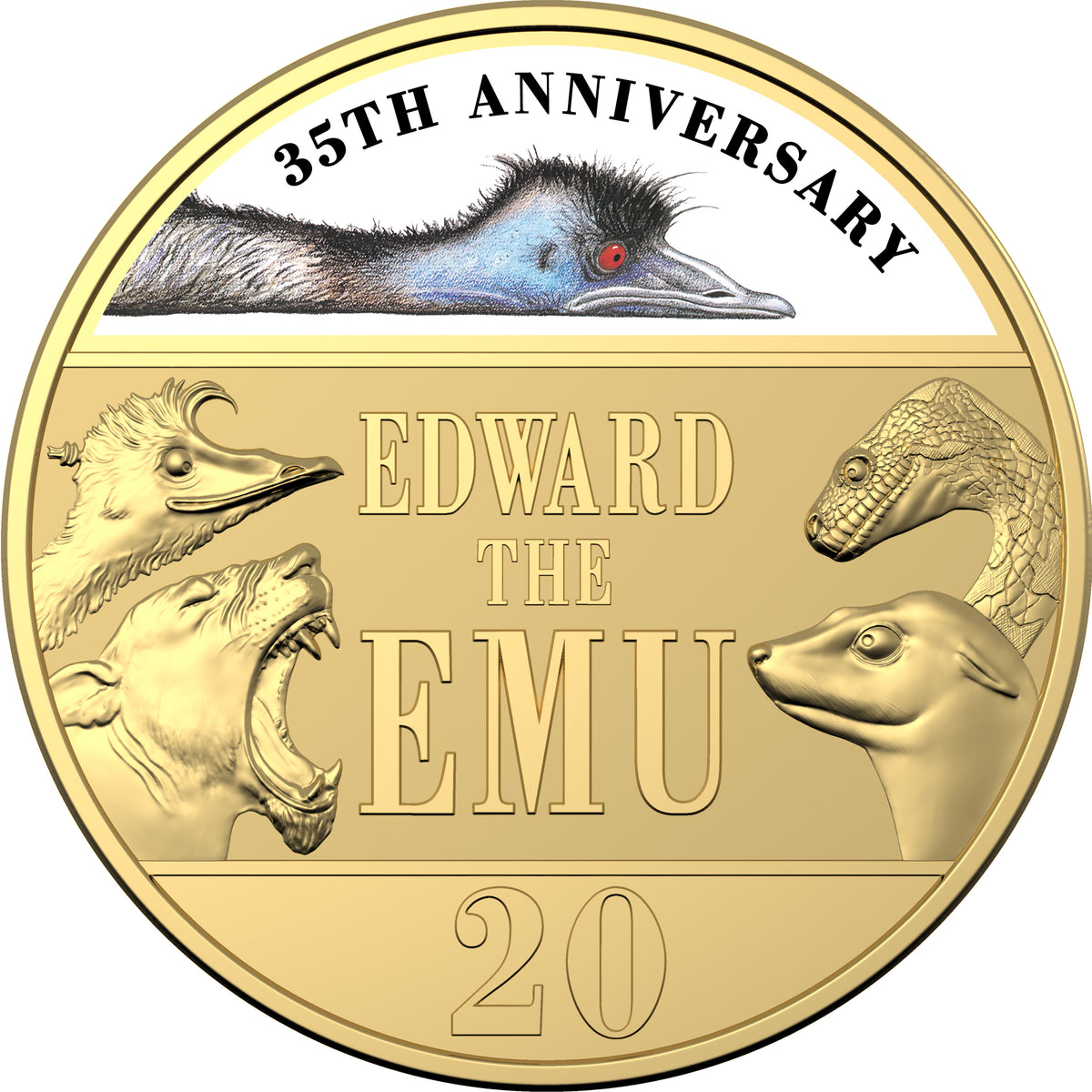 Australia 2023 50 Cent Gold Plated 35th Anniversary of Edward the Emu – FORTYMILLION