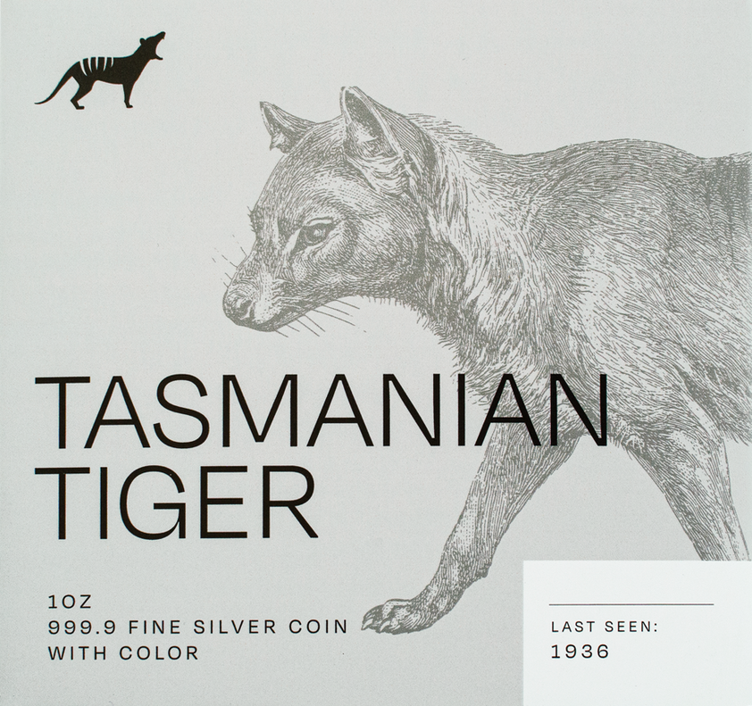 Solomon Islands 2021 $2 Tasmanian Tiger 1 oz .999 Colourised Silver Pr ...