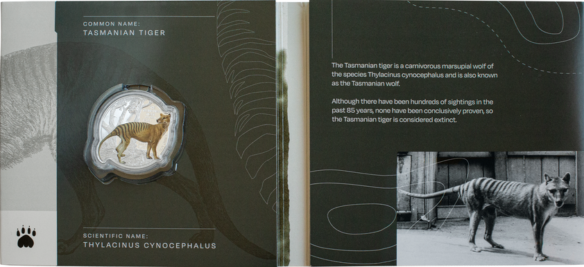 Solomon Islands 2021 $2 Tasmanian Tiger 1 oz .999 Colourised Silver Pr ...