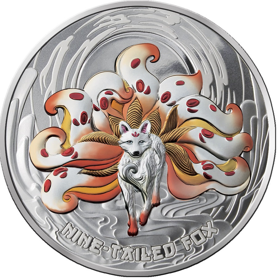 Samoa 2023 $2 NINE TAILED FOX Mythical Creatures 1 Oz Coloured Silver ...