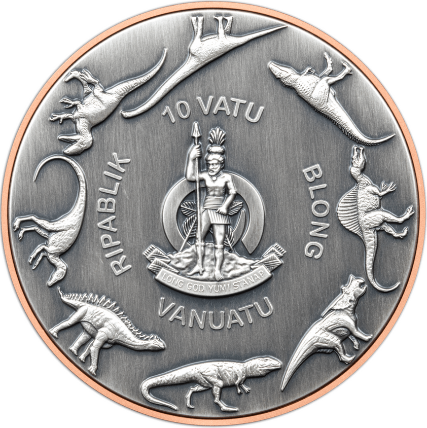 Vanuatu 2023 10 Vatu Giant Pteranodon Double .999 Silver Antique Finis ...
