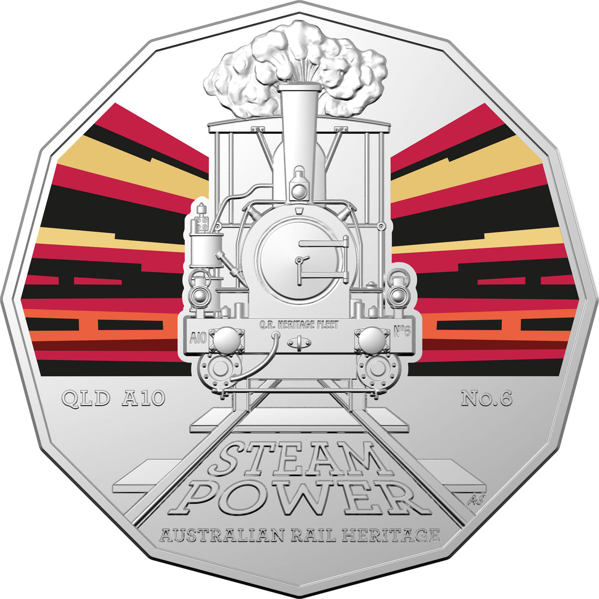Australia 2022 50 Cents Coloured Uncirculated Steam Trains Coin and Fo ...