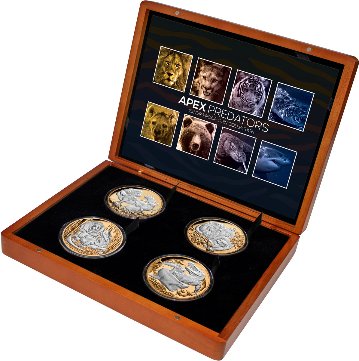Niue 2022 $10 Apex Predators 5oz Silver Proof 4-Coin Set 25 Sets Minte ...