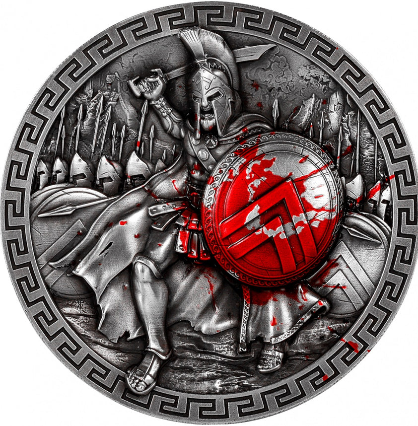 Chad 2023 25000 Francs King Leonidas of Sparta 5 Oz Coloured Antique S ...